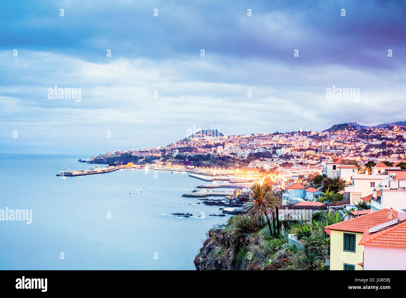 Beautifully located capital city of Madeira, Funchal, Portugal Stock ...
