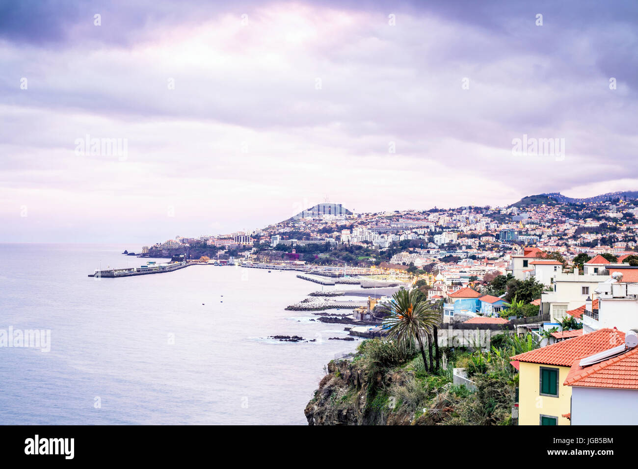 Beautifully located capital city of Madeira, Funchal, Portugal Stock ...