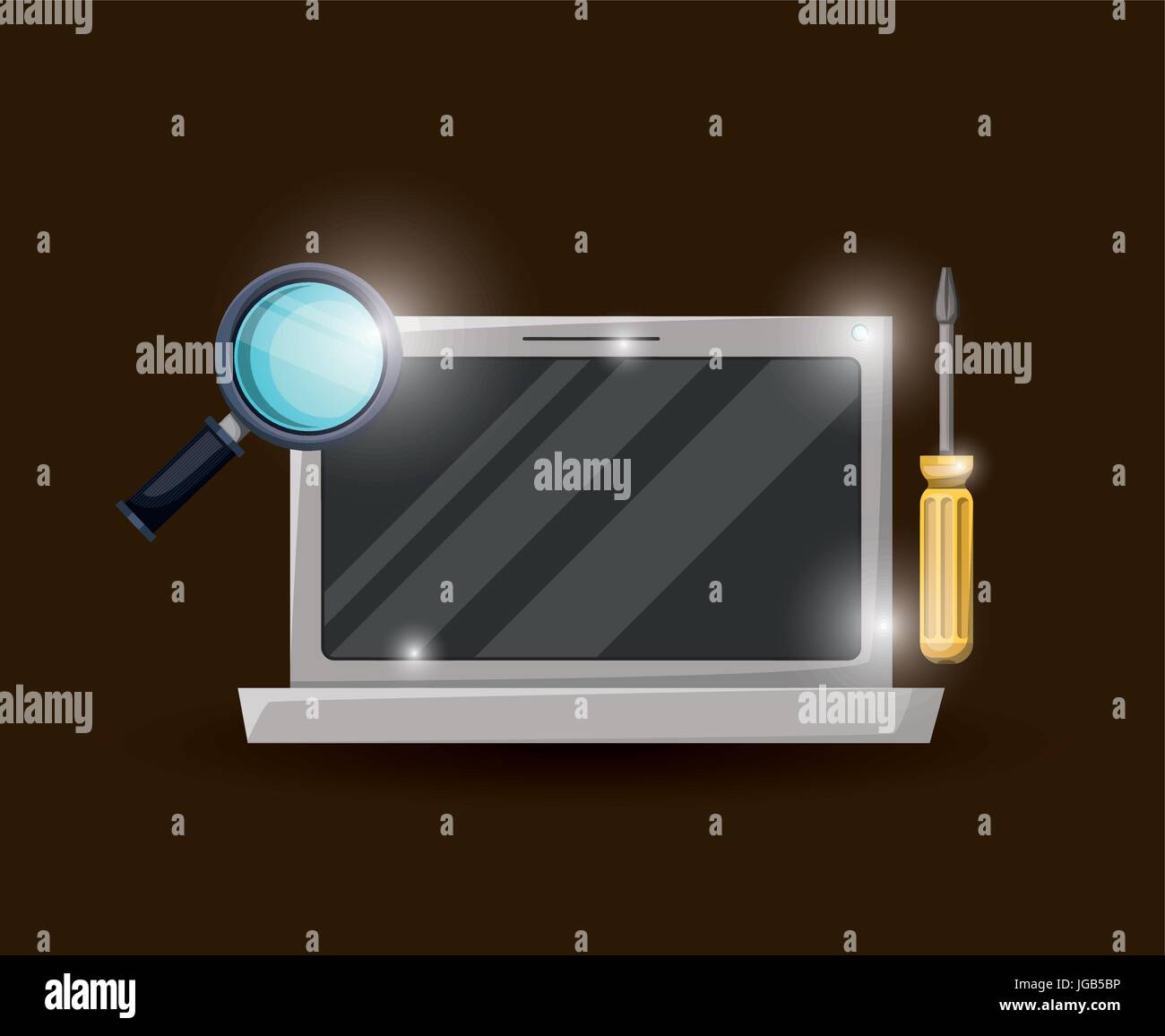 red wine color background with brightness of laptop and magnifying ...