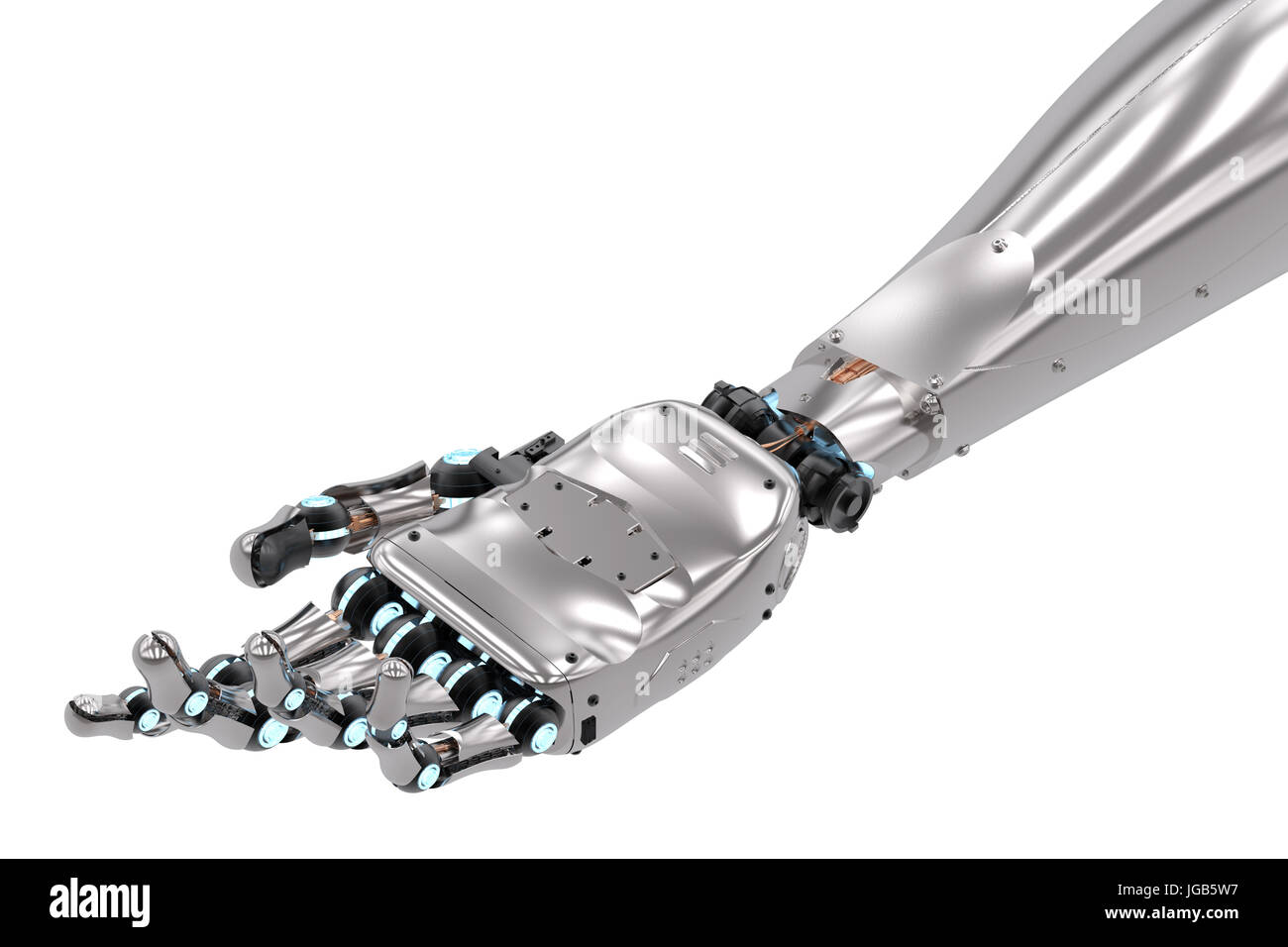 3d rendering robotic hand with hand palm open isolated on white Stock ...