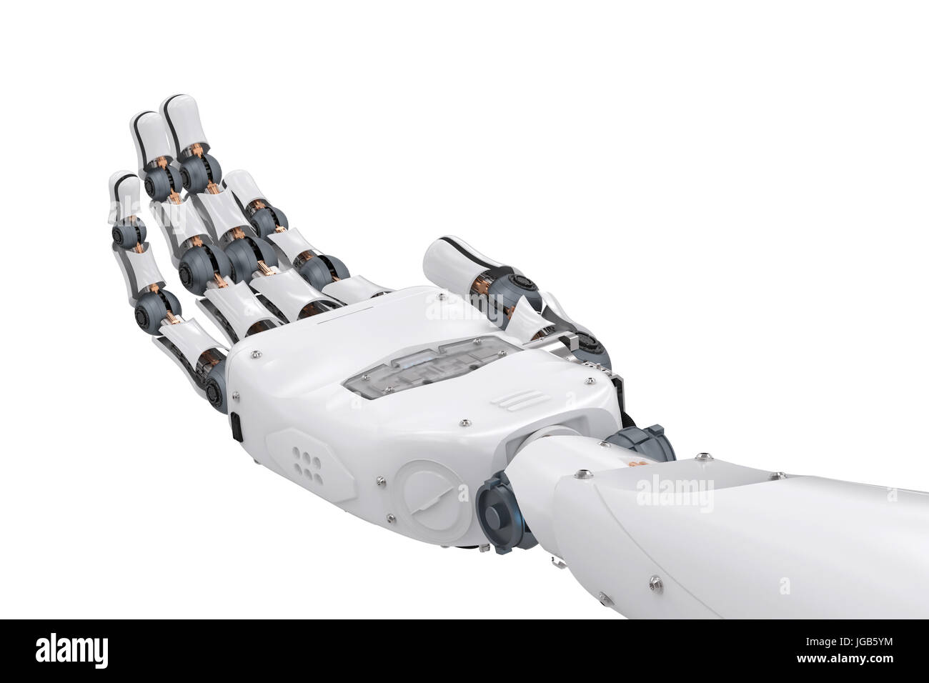 3d rendering robotic hand with hand palm open isolated on white Stock ...