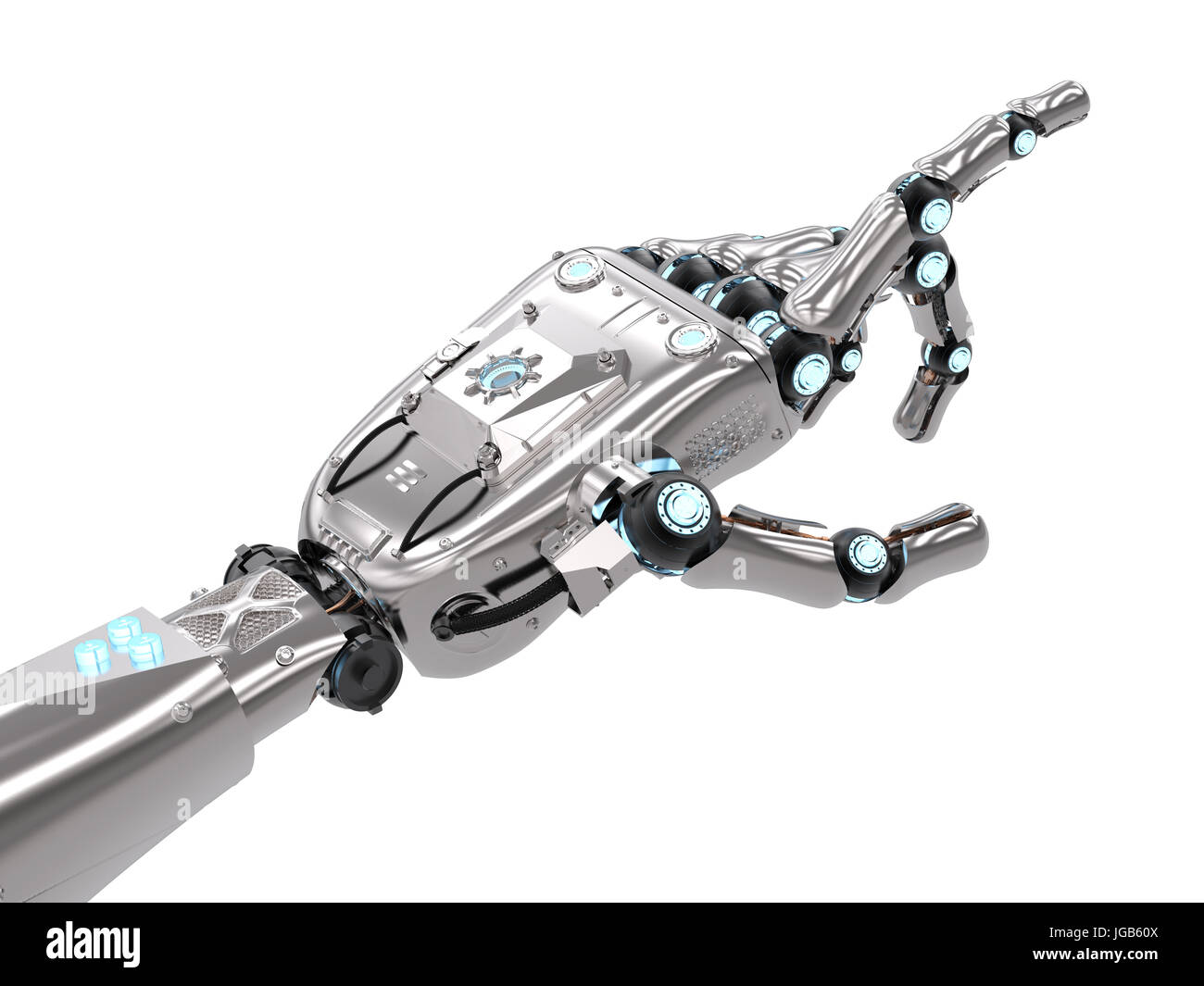 3d rendering robotic hand pointing isolated on white Stock Photo - Alamy