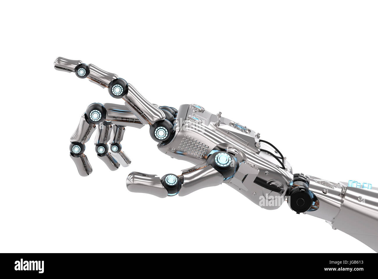 3d rendering robotic hand pointing isolated on white Stock Photo - Alamy
