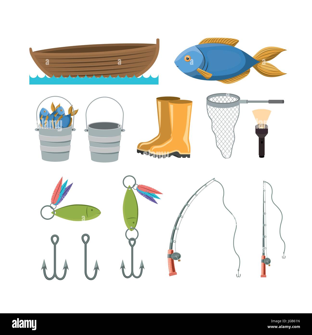 colorful set collection elements to fishing Stock Vector Image & Art ...
