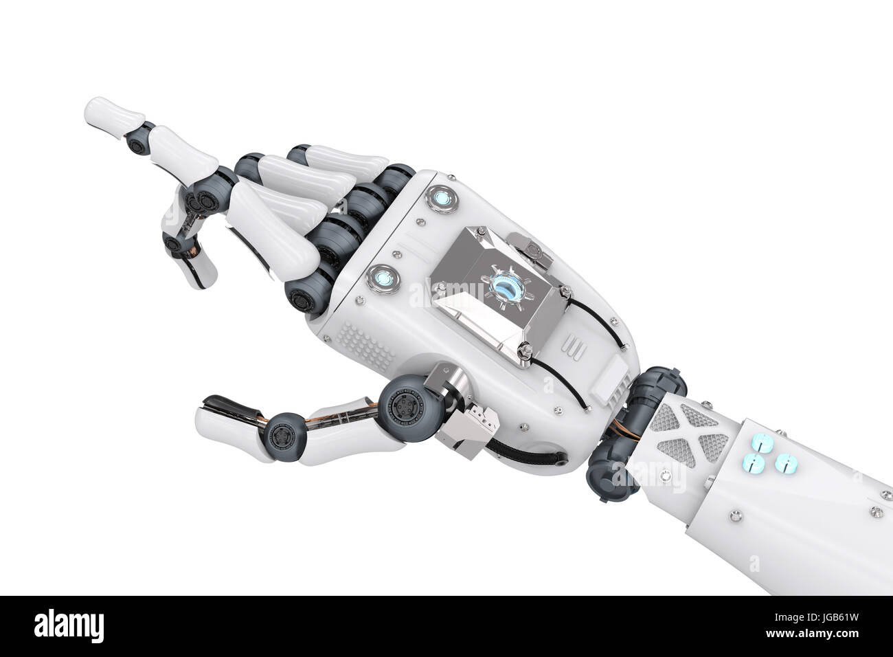 3d rendering robotic hand pointing isolated on white Stock Photo - Alamy