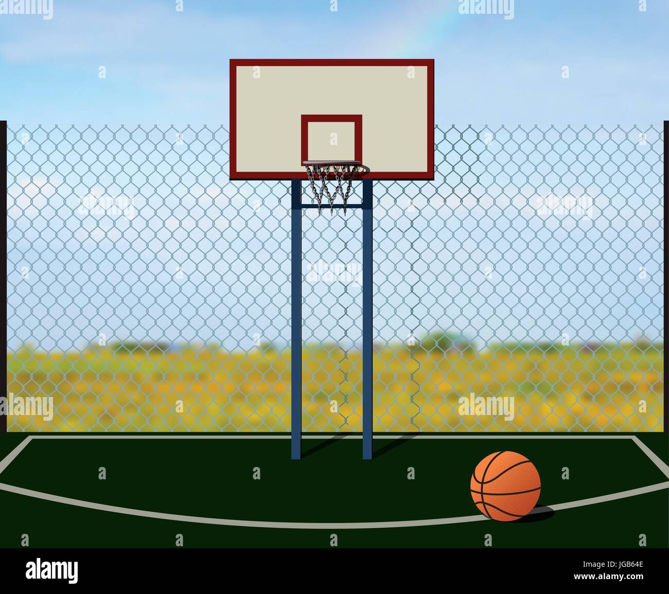 Basketball hoop net empty arena Stock Vector Images - Alamy