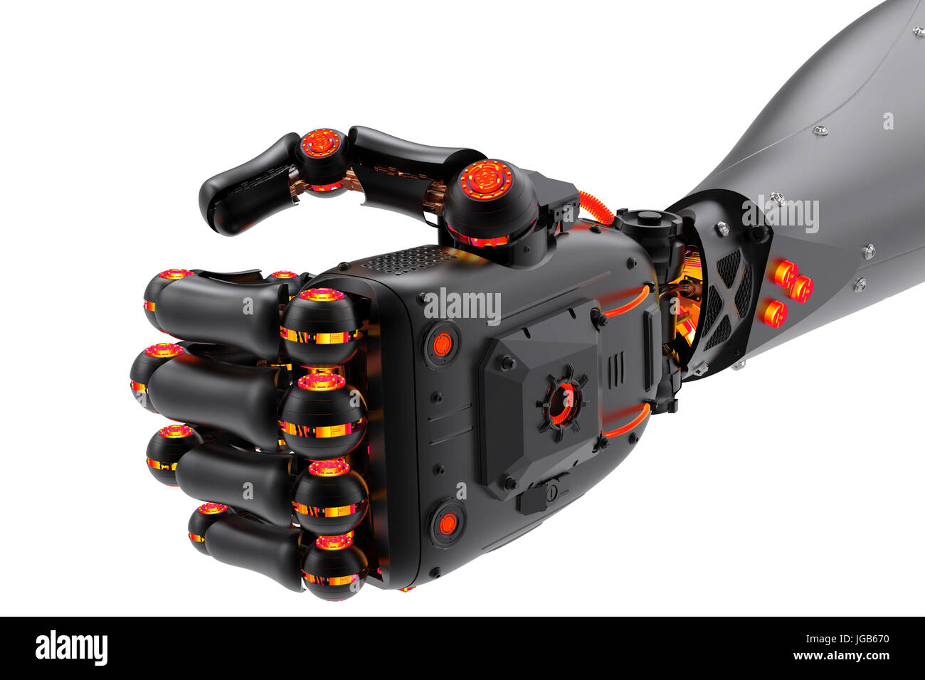 3d rendering black robotic fist isolated on white Stock Photo - Alamy