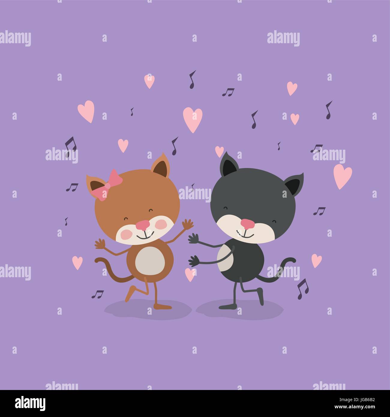 color background with couple of cats dancing in love Stock Vector Image ...