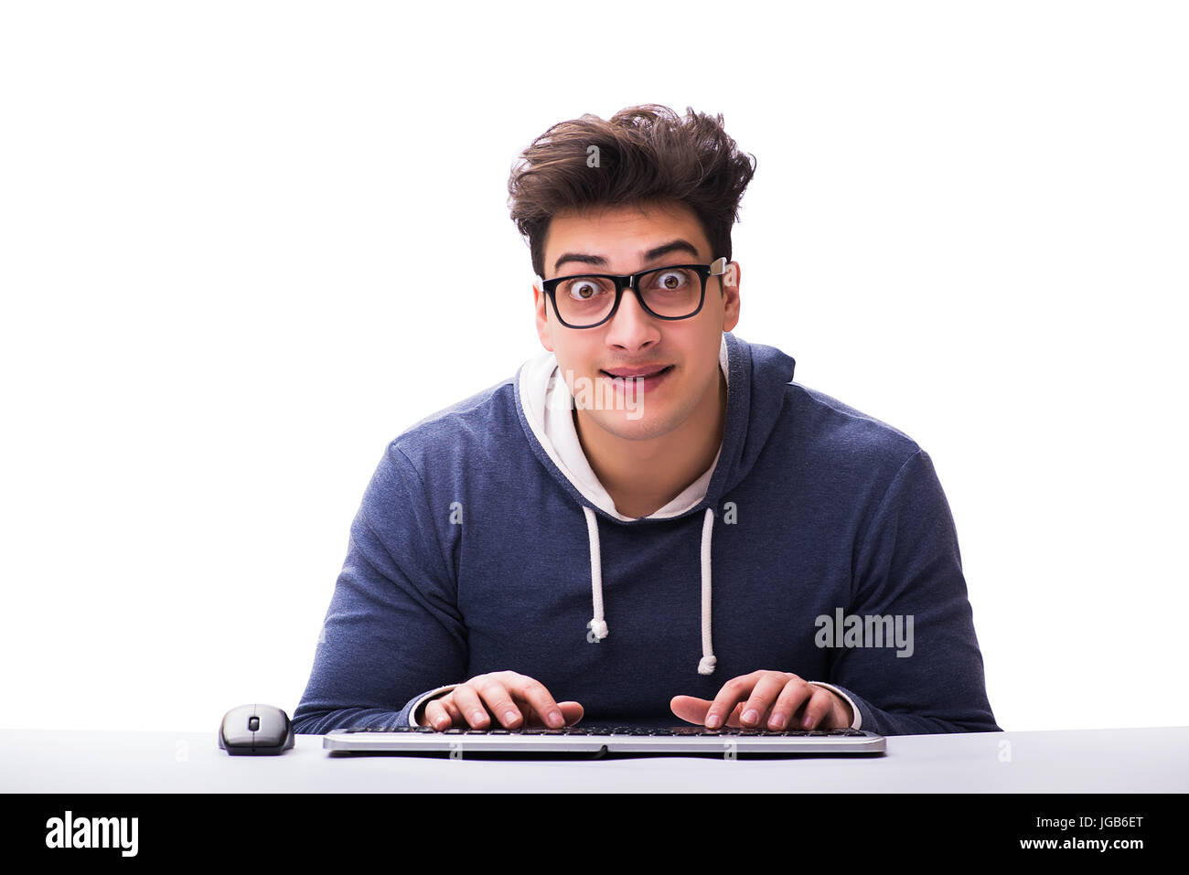 Hacker isolated on the white background Stock Photo - Alamy