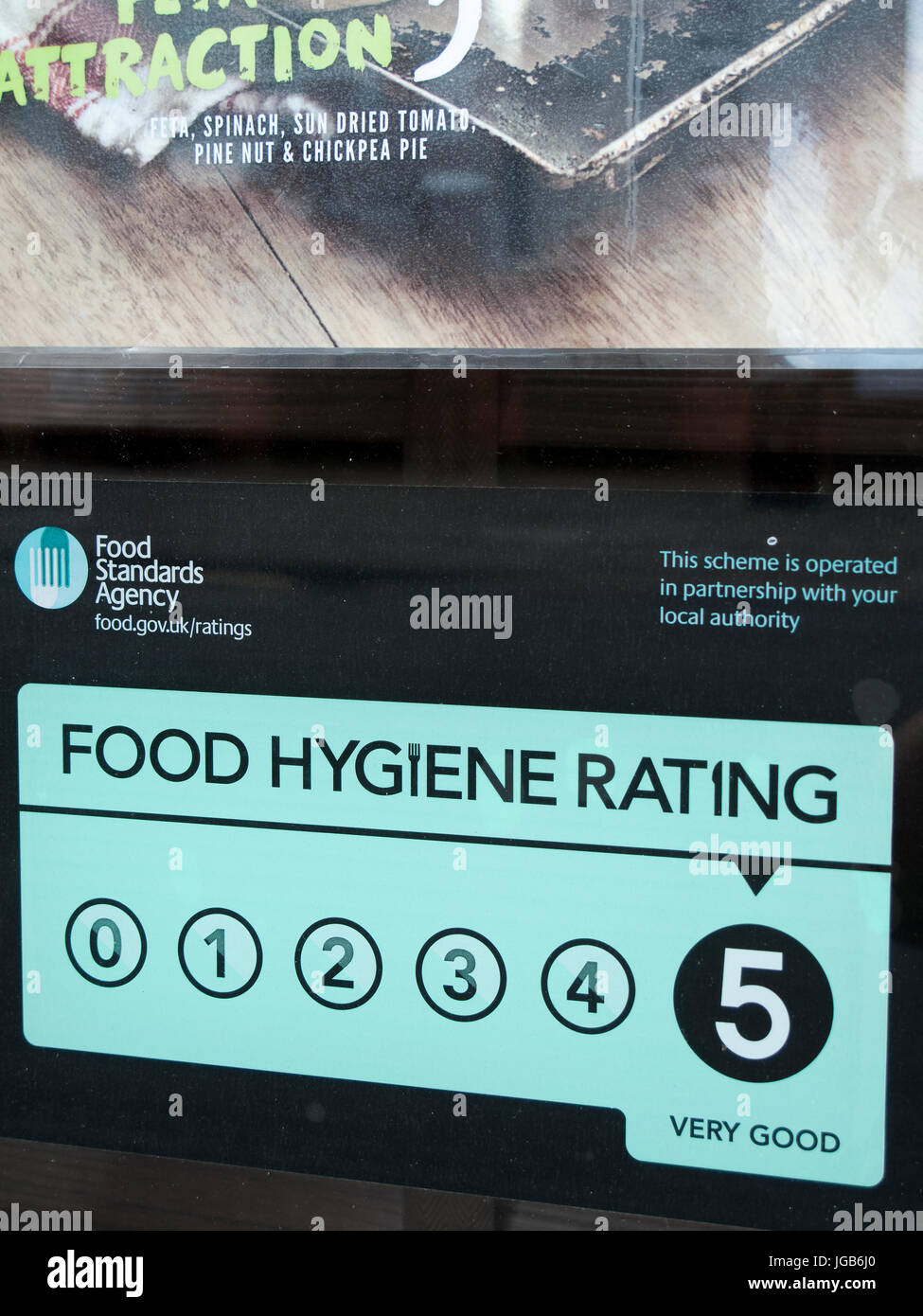 Food Standards Agency five rating for food hygiene sign in restaurant ...