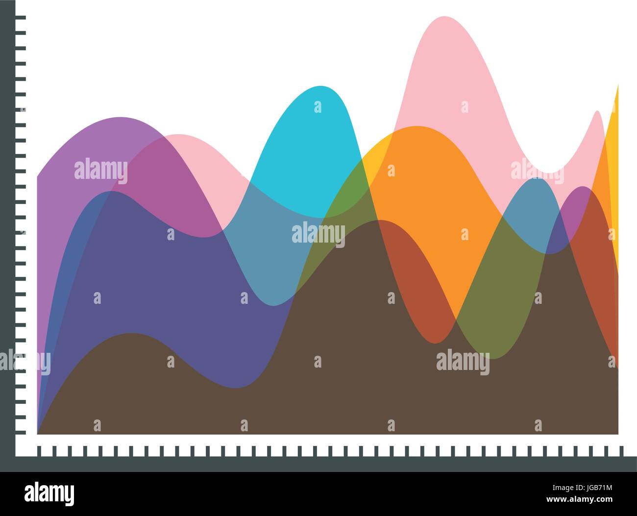 white background with statistic graphic in shape of colors waves Stock ...