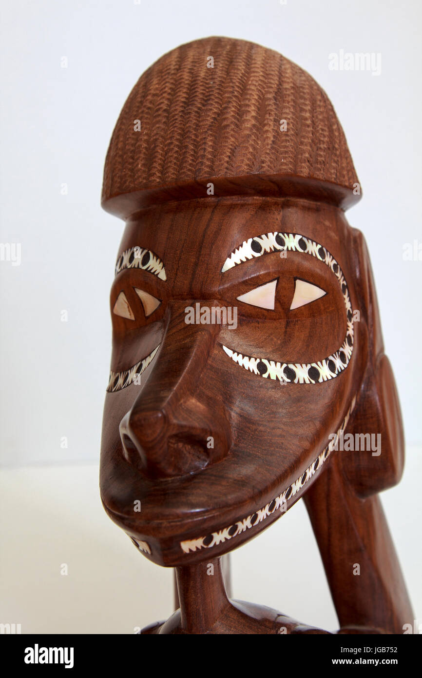 Solomons Islands wood carved war canoe figurehead nguzu nguzu Stock ...