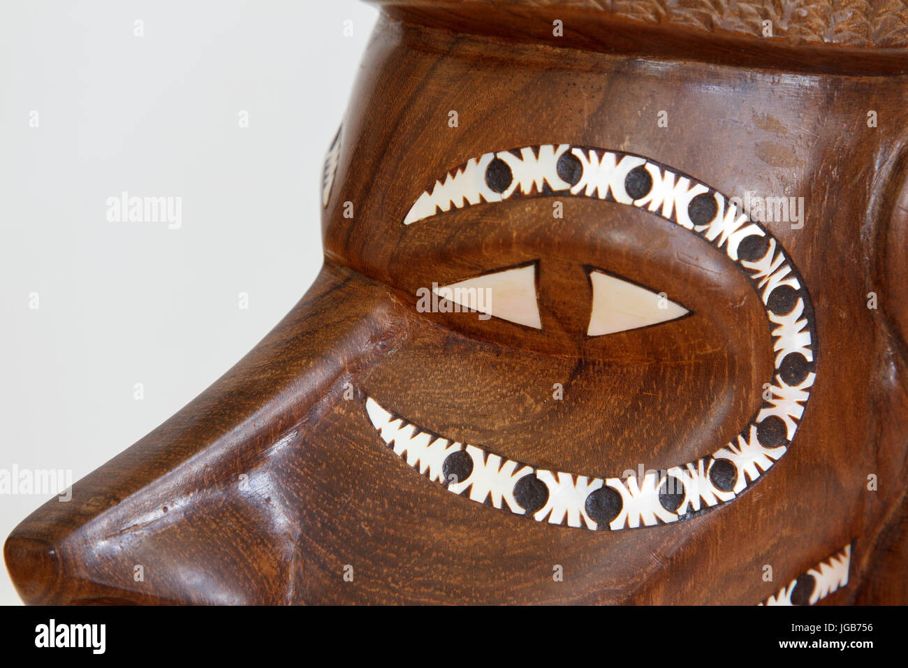 Solomons Islands wood carved war canoe figurehead nguzu nguzu Stock ...