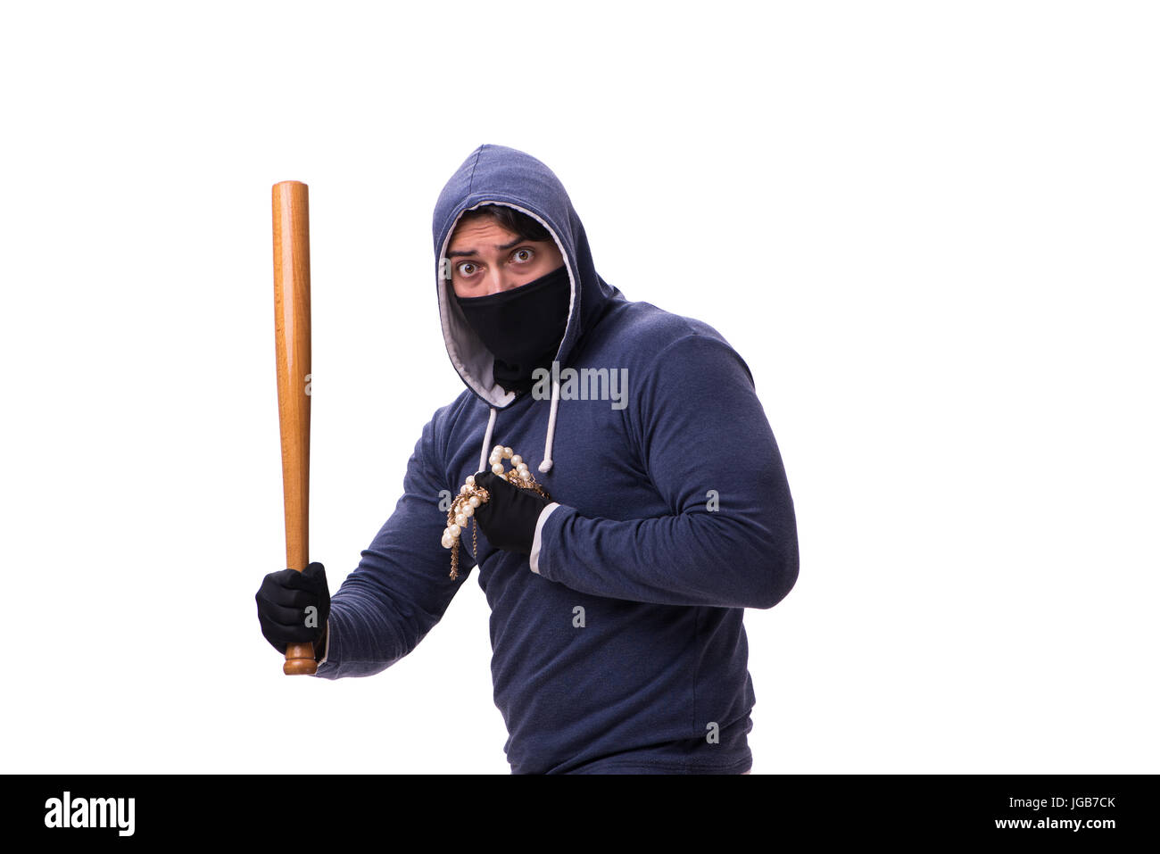 Young man hooligan with baseball bat isolated on white Stock Photo - Alamy