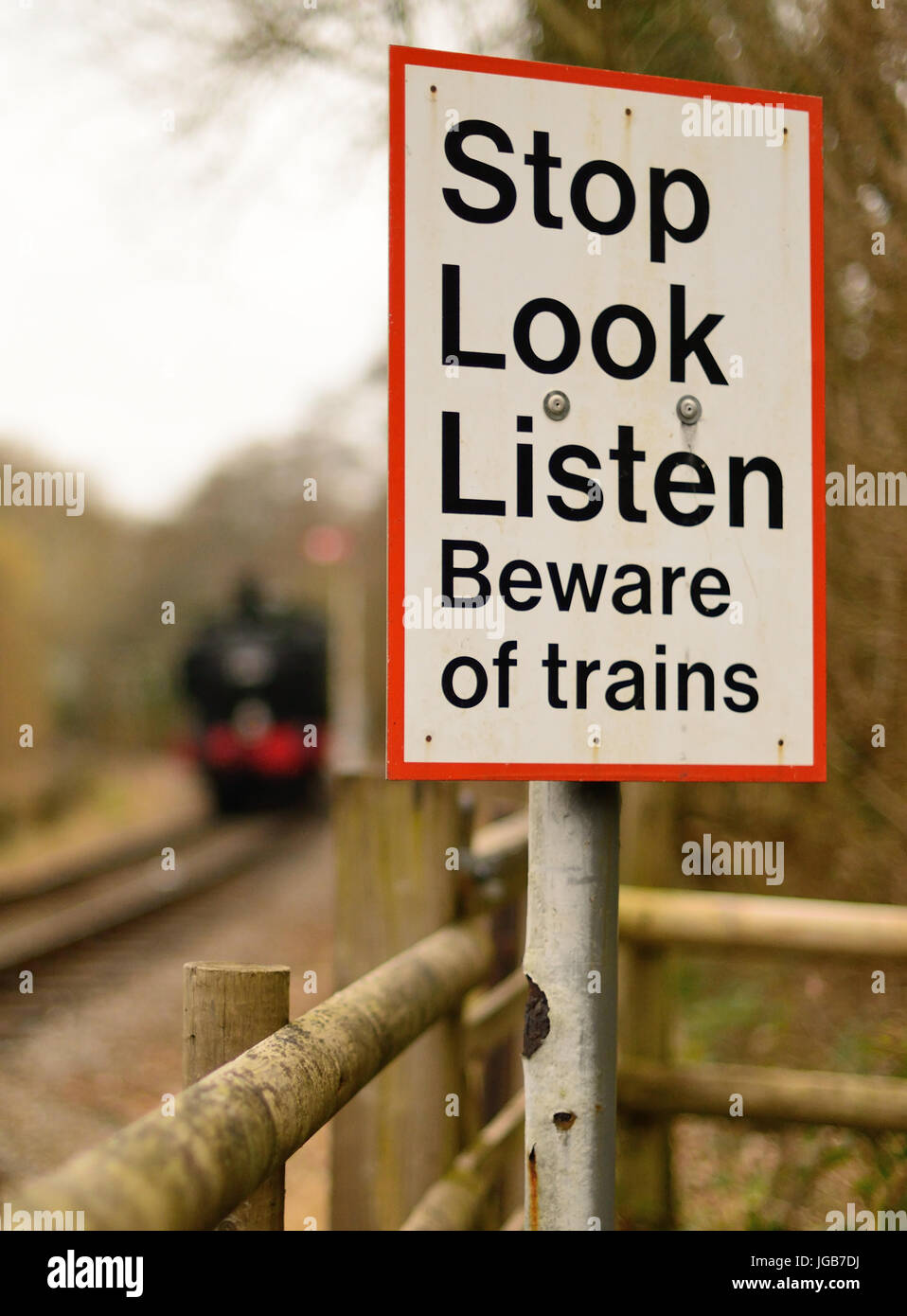 Railroad crossing stop look and listen hi-res stock photography and ...
