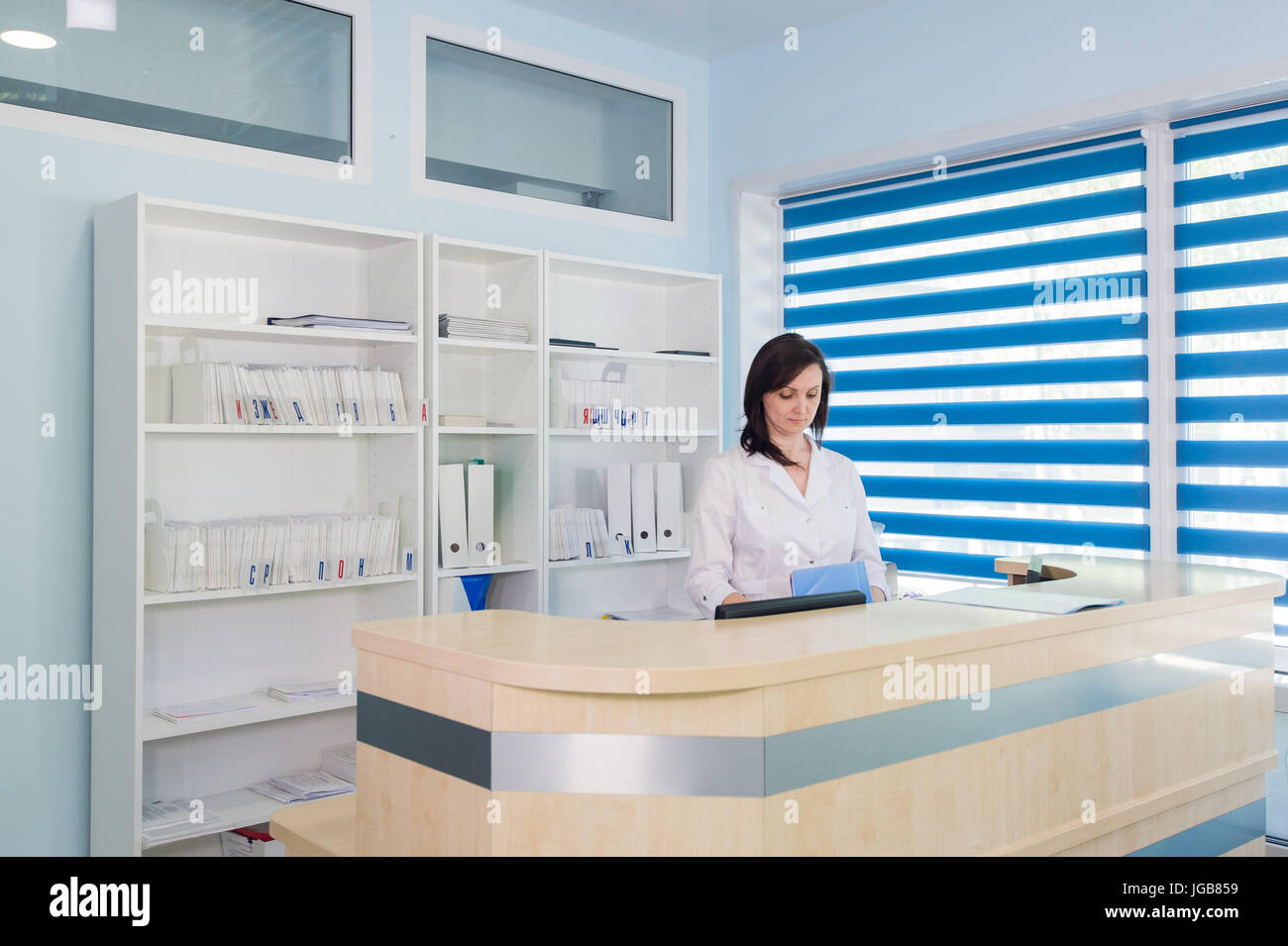 Hallway the emergency room and outpatient hospital and woman ...