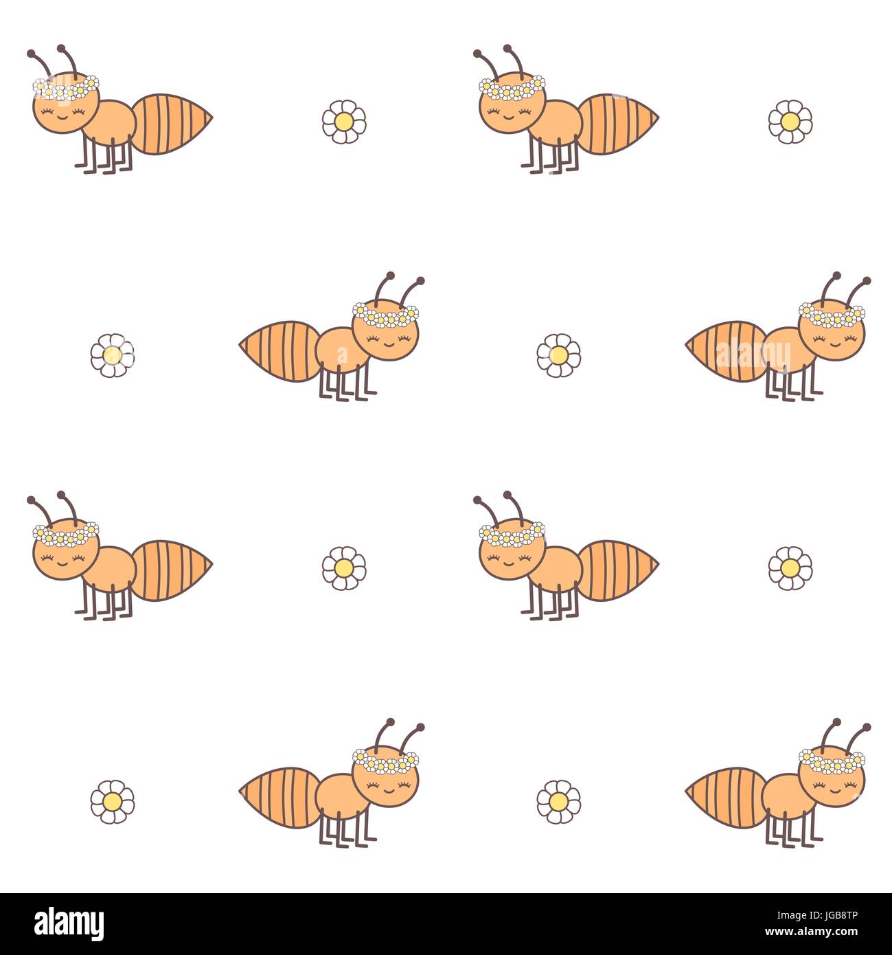cute cartoon ant seamless vector pattern background illustration Stock ...