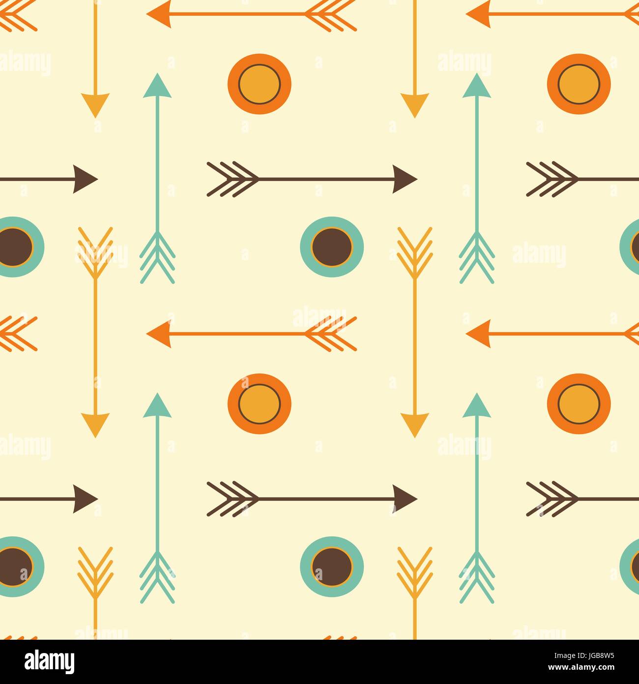 cute hipster arrows with circles seamless vector pattern background ...
