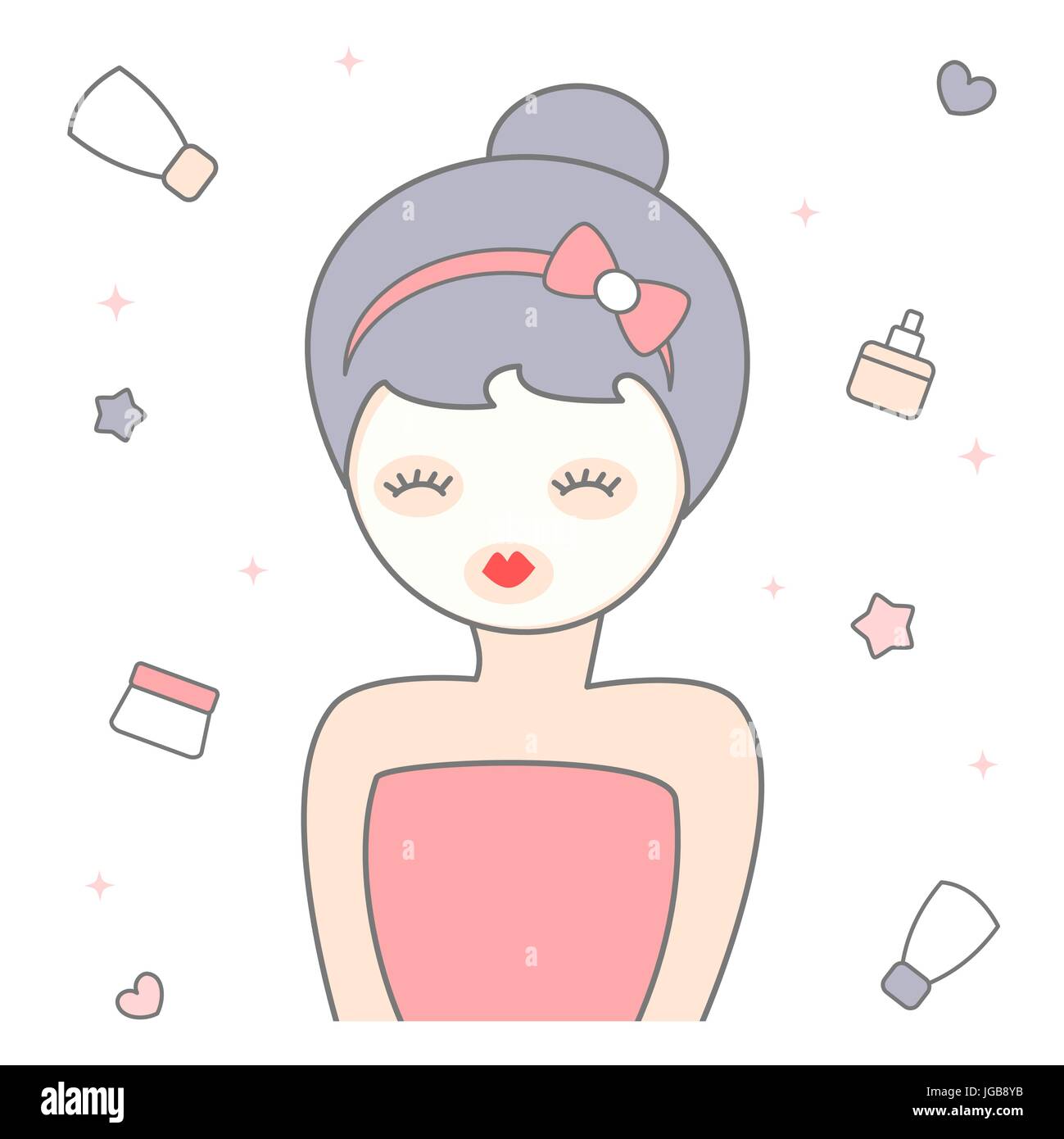 cute cartoon girl with beauty mask vector illustration Stock Vector ...