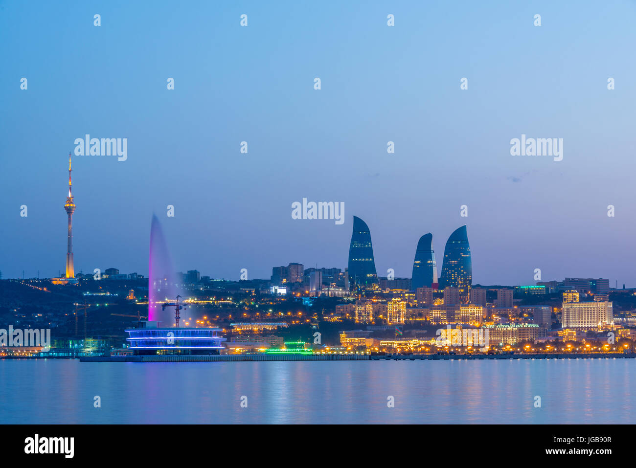 Night view of Baku Azerbaijan during sunset Stock Photo - Alamy