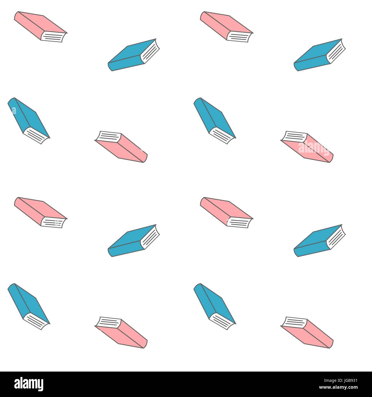 cute cartoon blue and pink books seamless vector pattern background ...