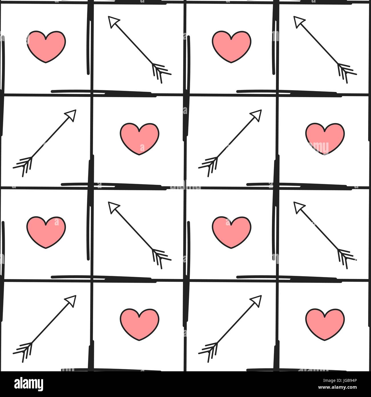 checkered background with arrows and hearts cute lovely seamless vector ...
