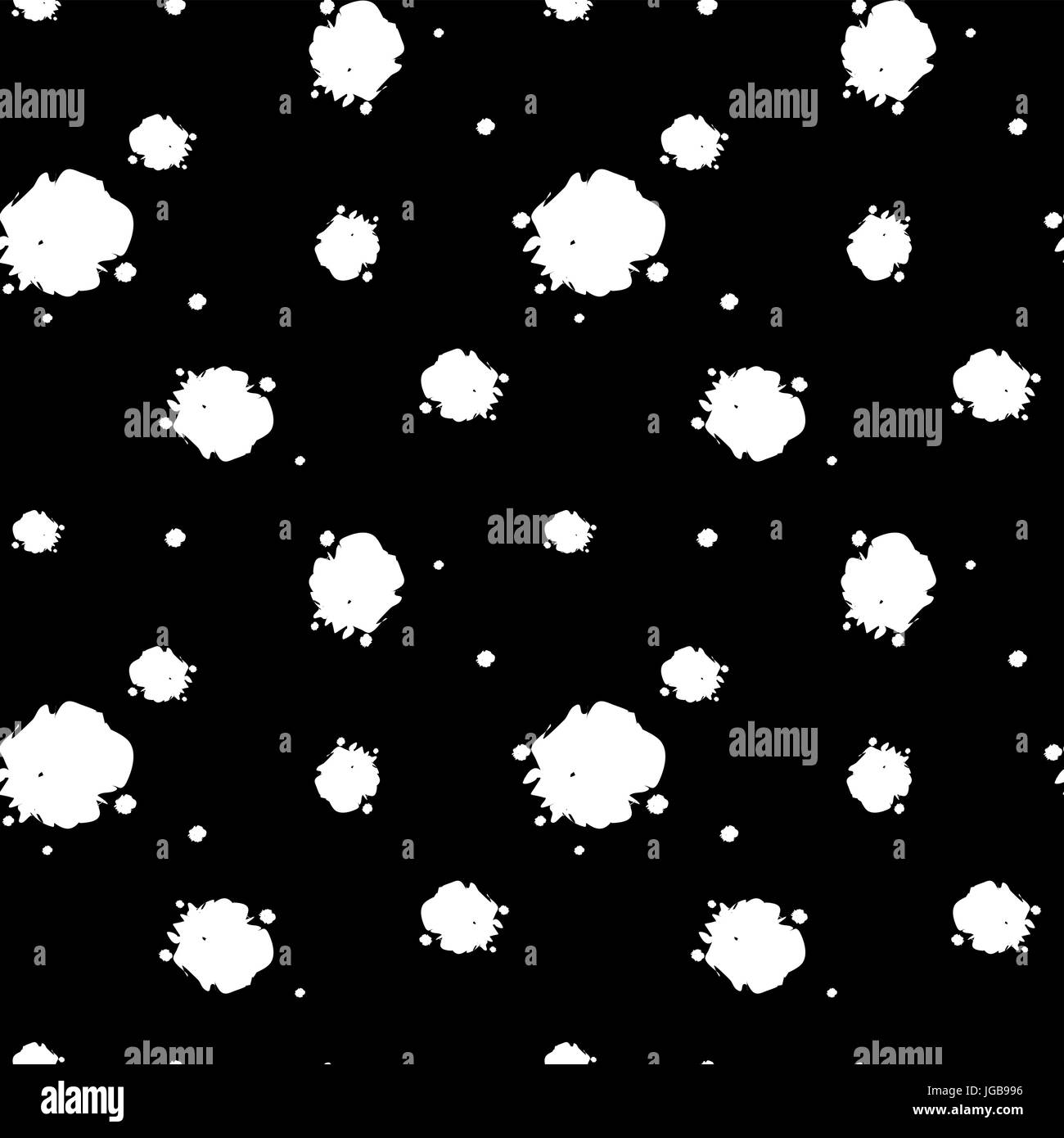 white ink blots on black background seamless vector pattern ...
