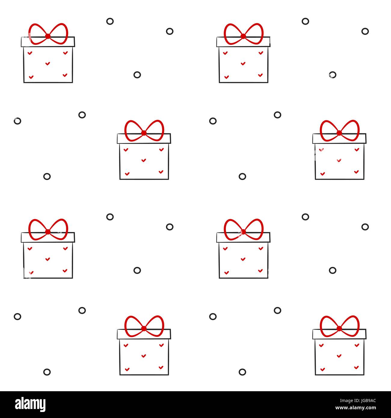 cute lovely hand drawn black white red gift box linear vector ...