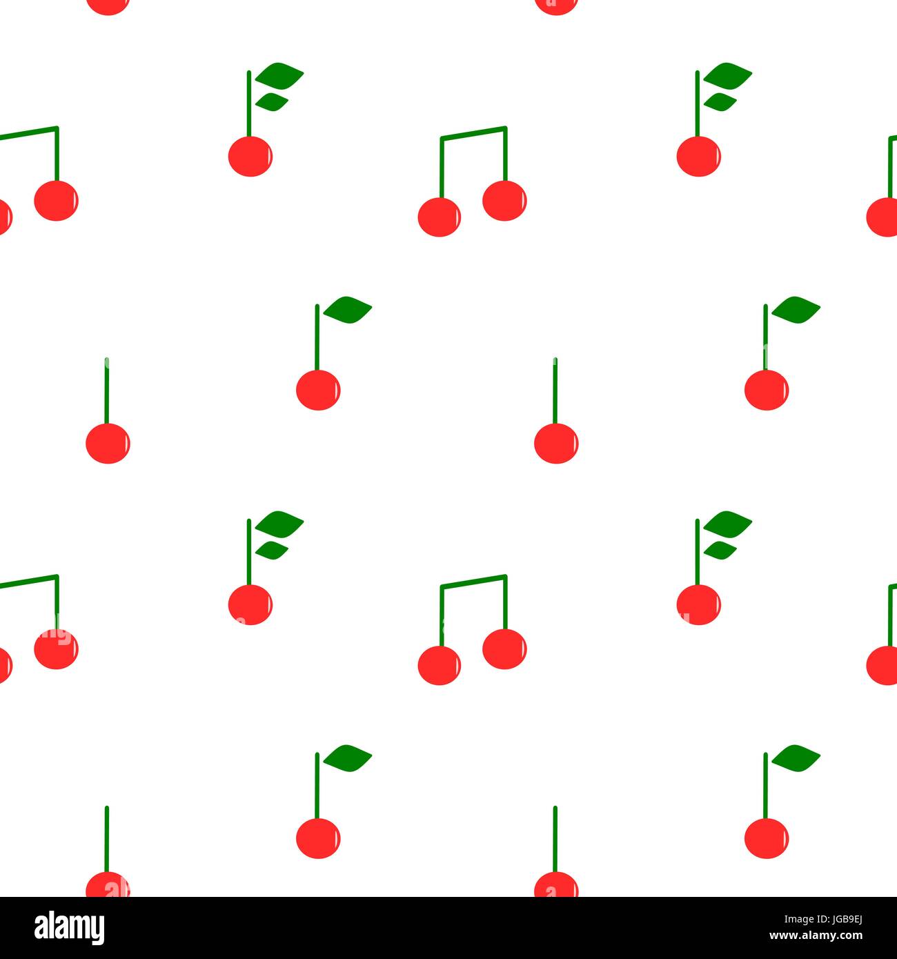 cute cartoon cherry musical notes seamless vector pattern background ...