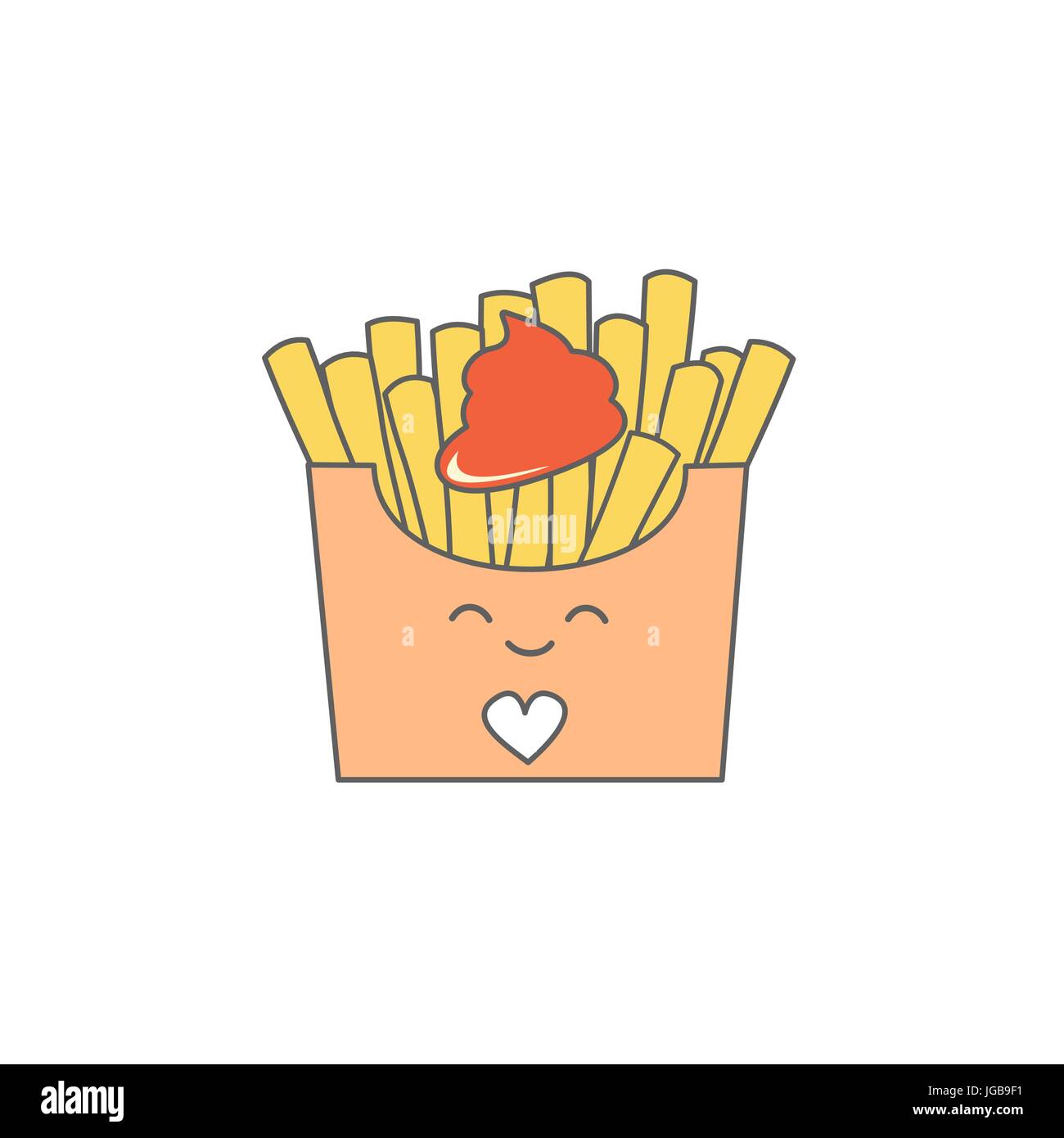 cute cartoon french fries vector illustration isolated on white ...