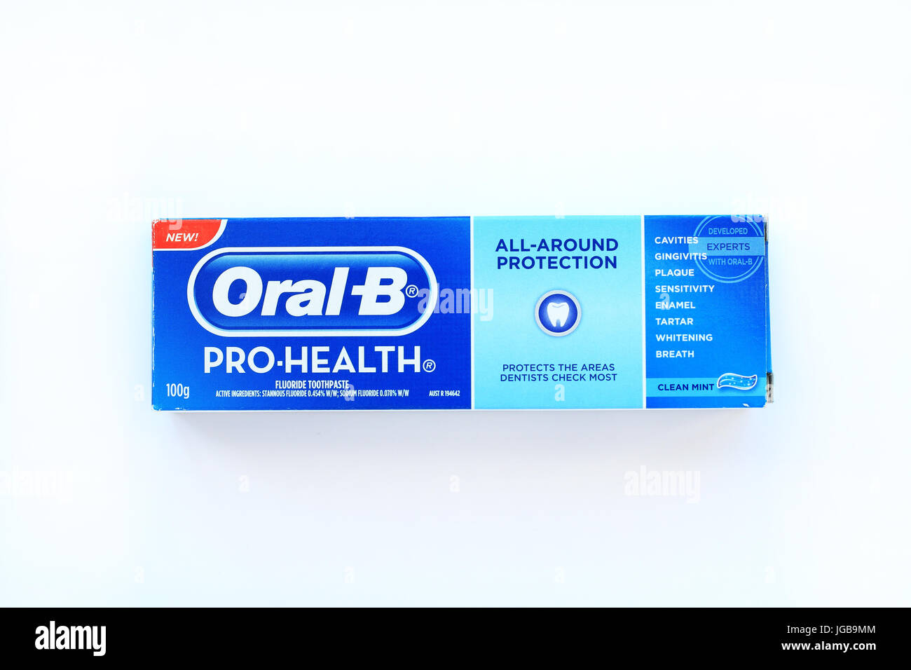 Oral B Pro Health toothpaste isolated against white background Stock ...