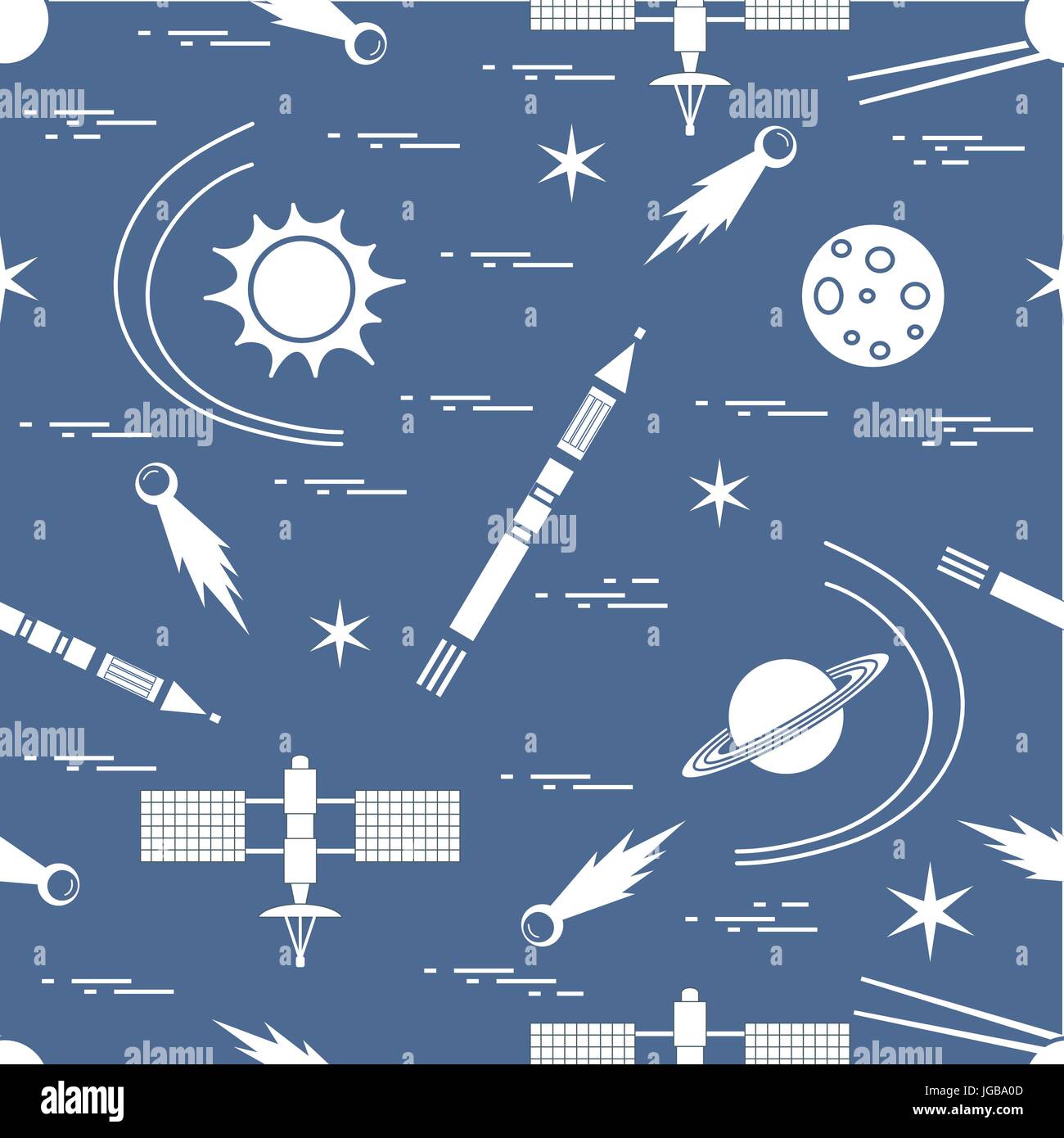 Seamless pattern with variety space exploration elements. Design for ...