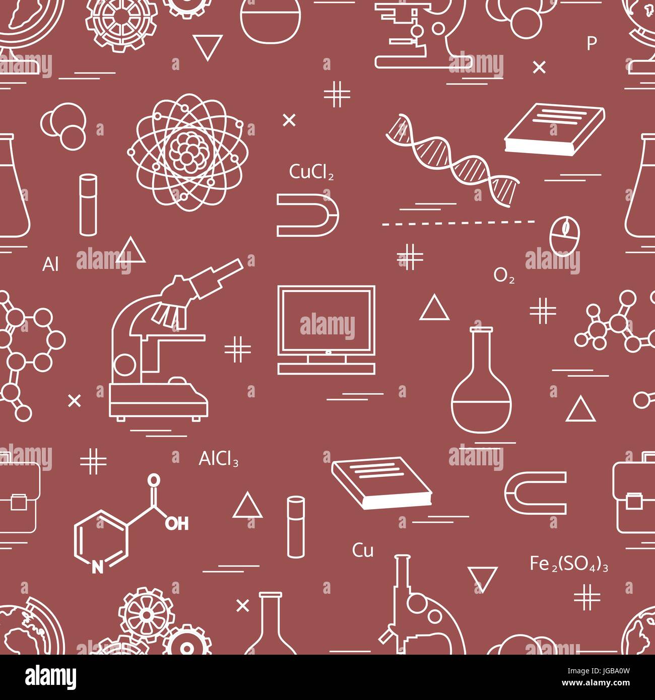 Seamless pattern with variety scientific, education elements: globe ...