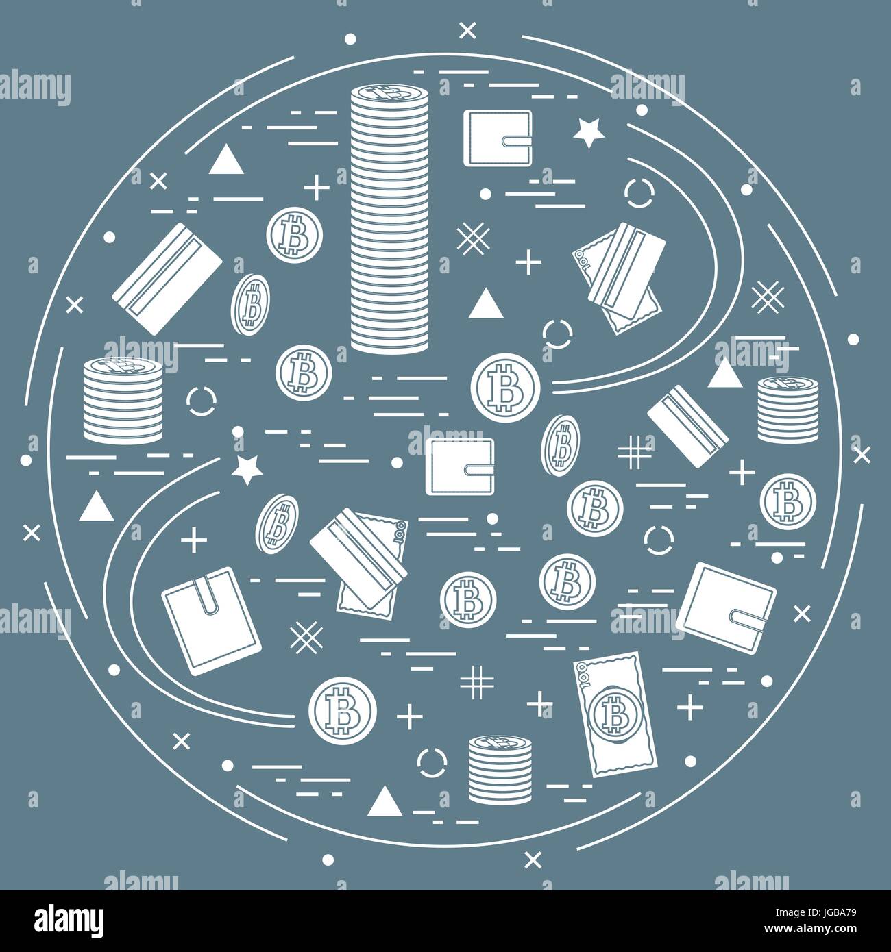 Vector illustration of different money, investment and financial icons ...