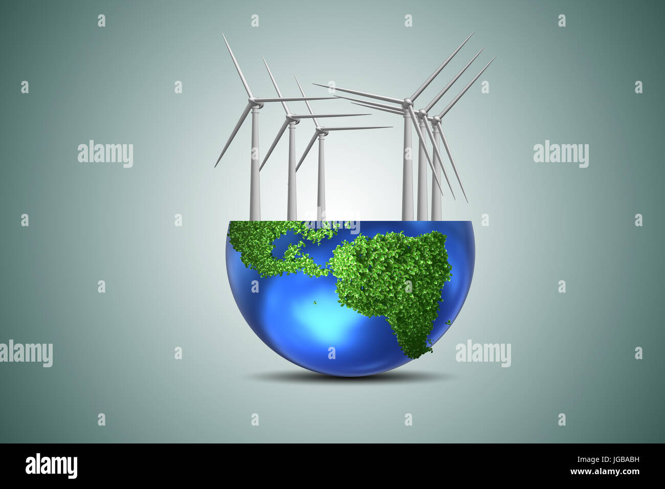 Concept of alternative energy with windmills - 3d rendering Stock Photo ...