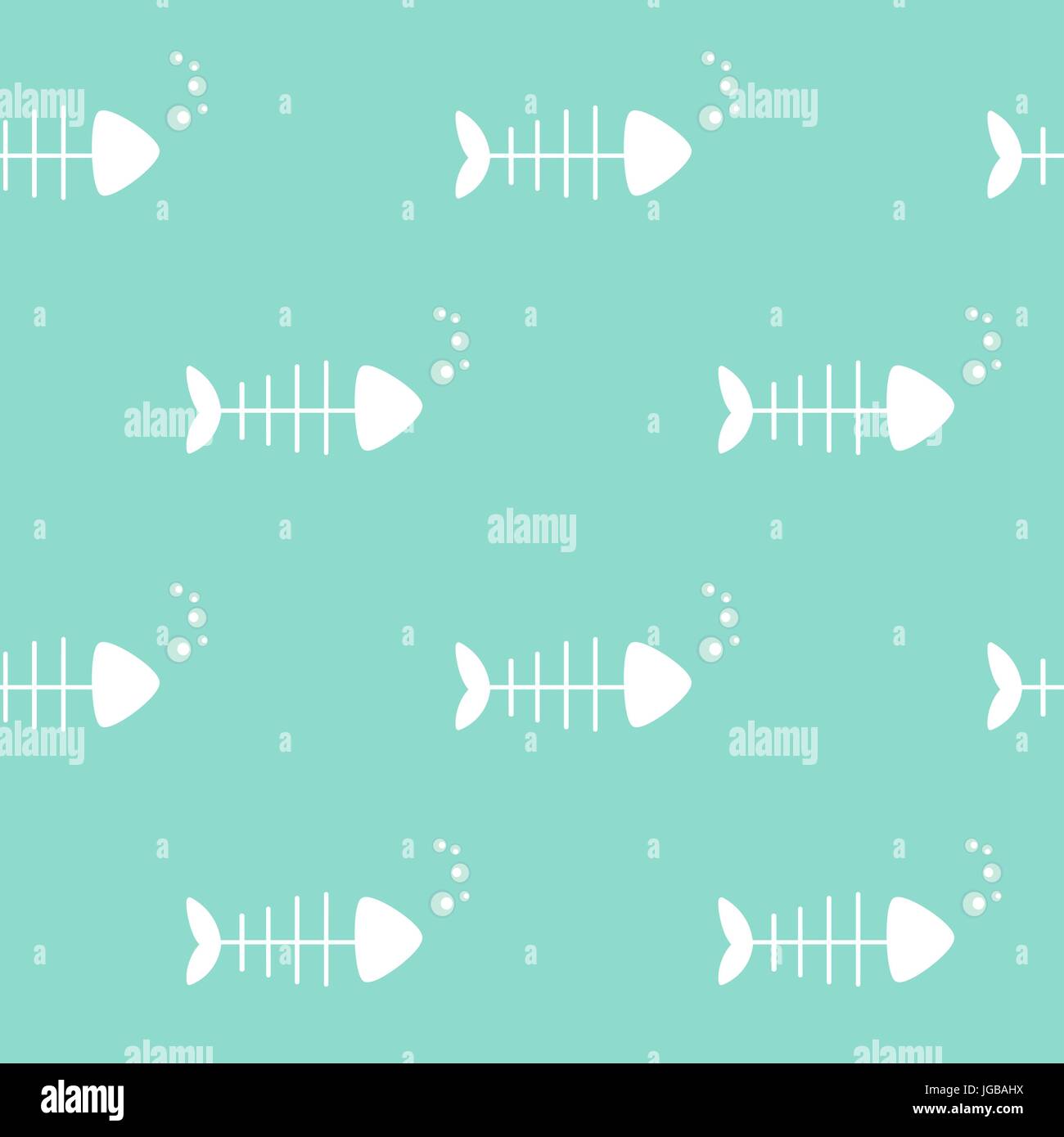 cute white fish bone in blue sea seamless vector pattern background ...