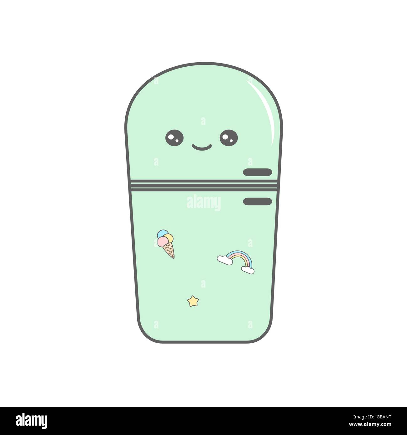cute cartoon refrigerator with magnets vector illustration isolated on ...