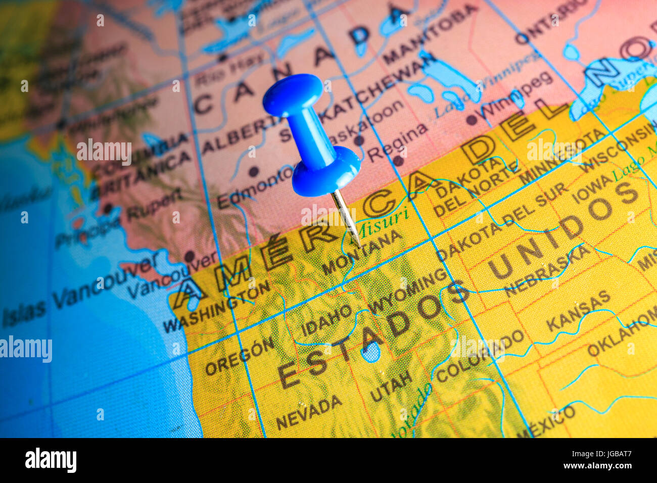 Usa pinned on a map of America Stock Photo - Alamy