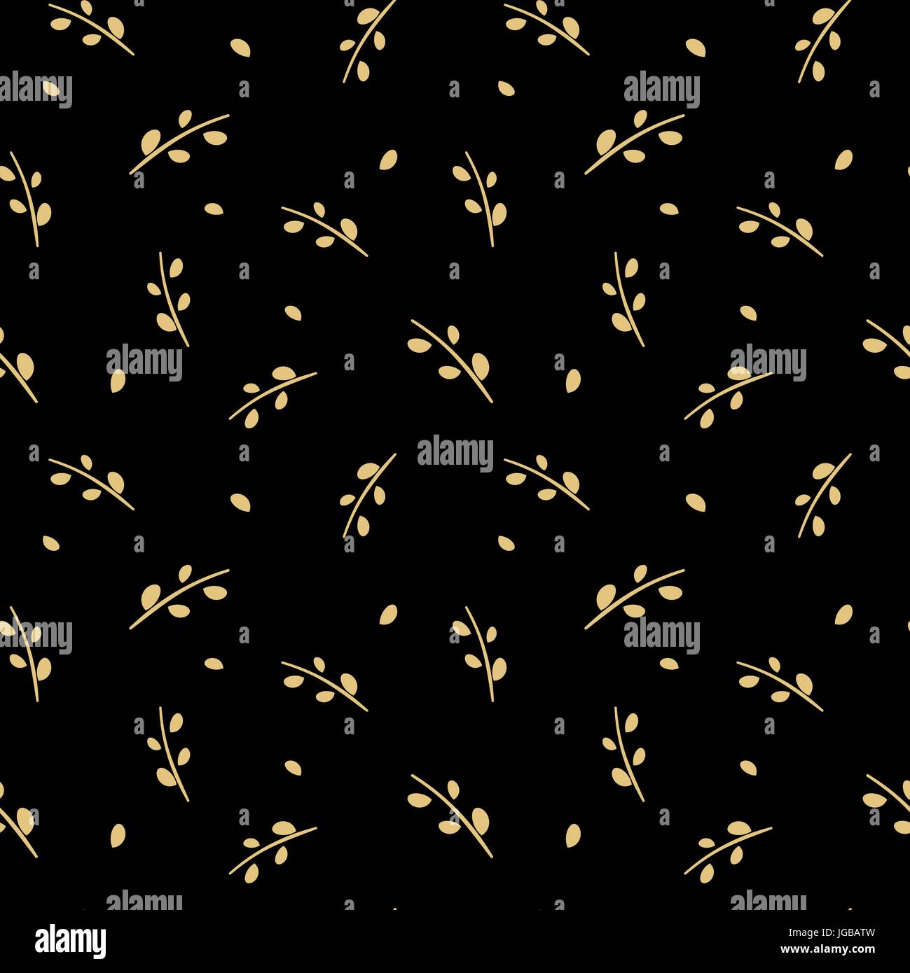 gold branch on black background seamless vector pattern illustration ...