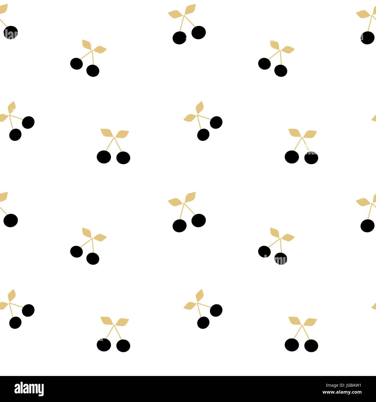 cute flat black and gold cherry seamless vector pattern background ...