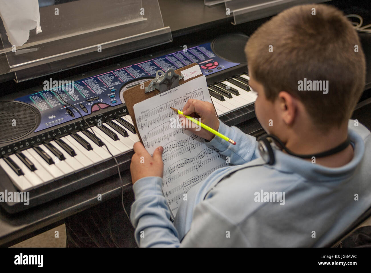 Student composing music Stock Photo - Alamy