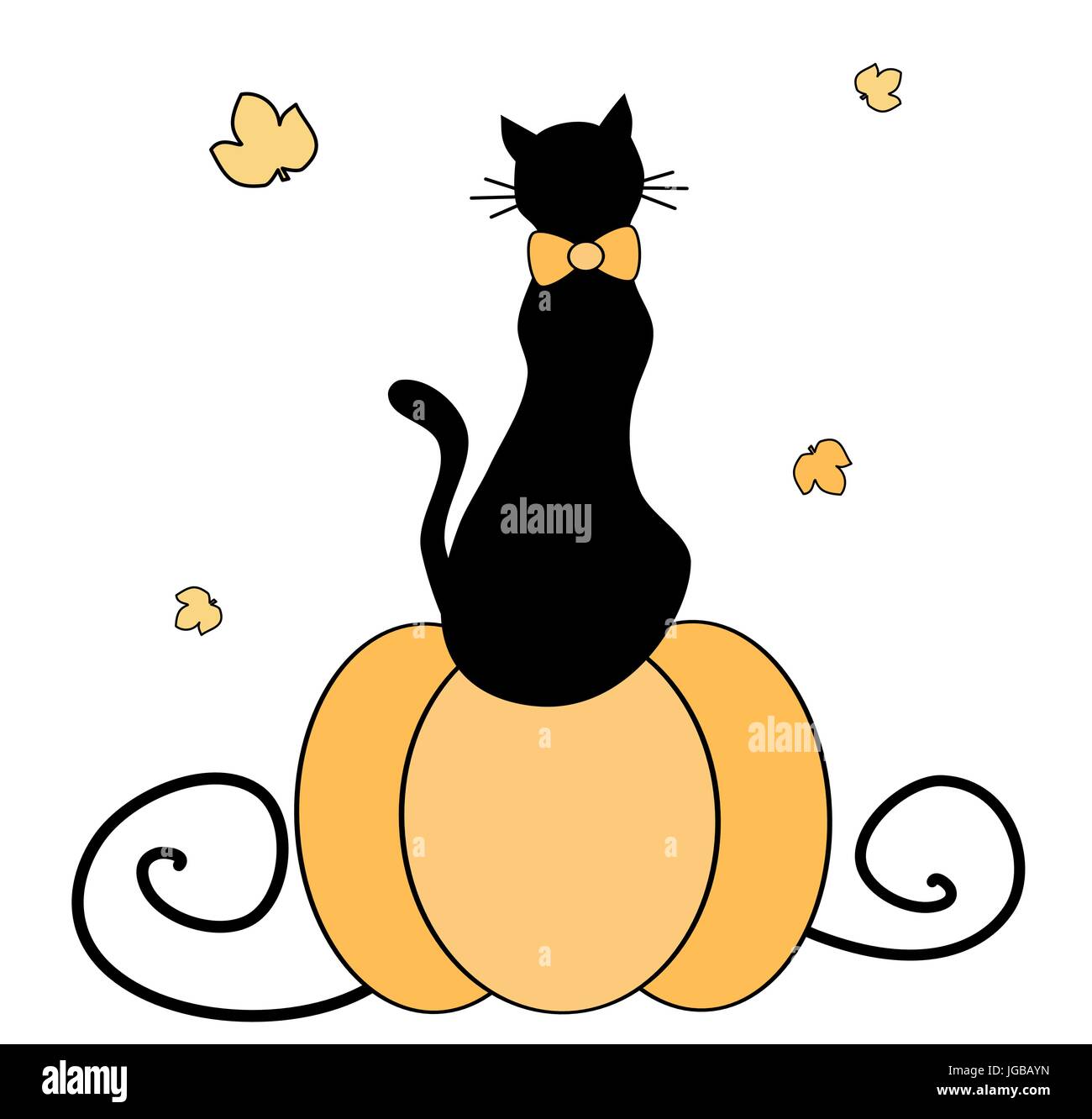 cute black cat on big pumpkin vector illustration Stock Vector Image ...