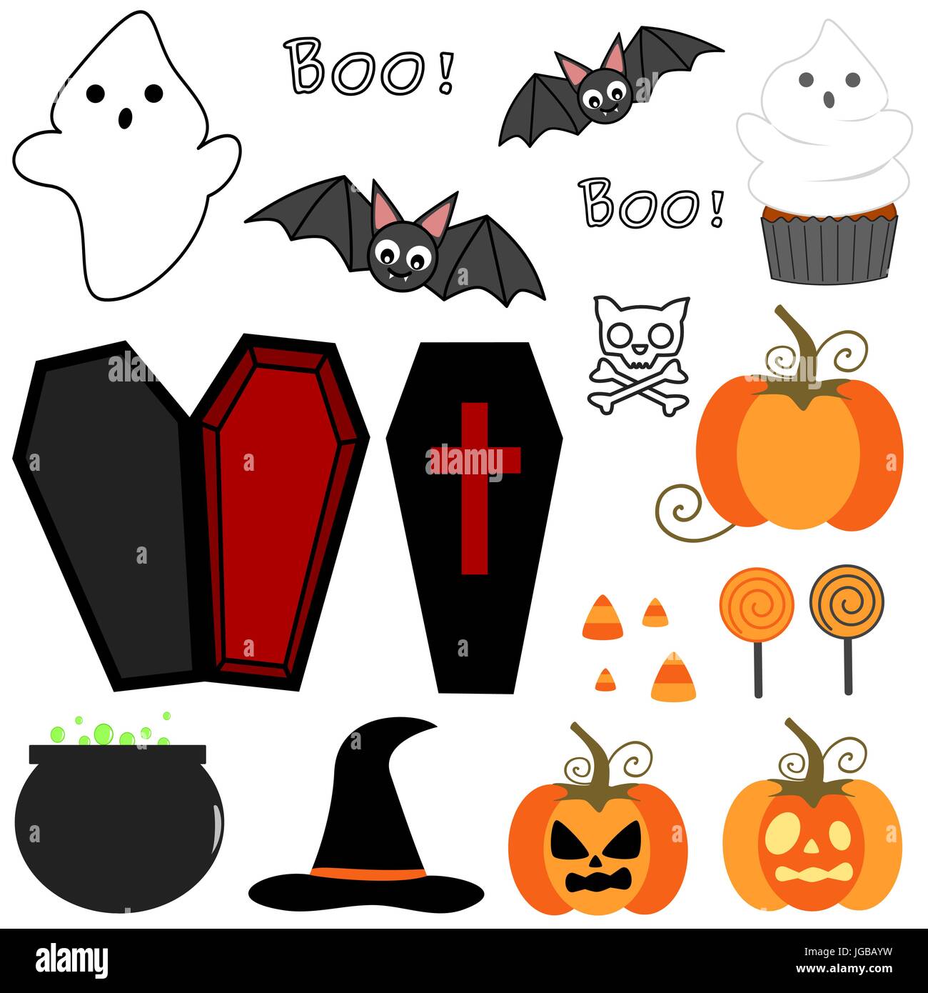 cute cartoon halloween set vector illustration Stock Vector Image & Art ...