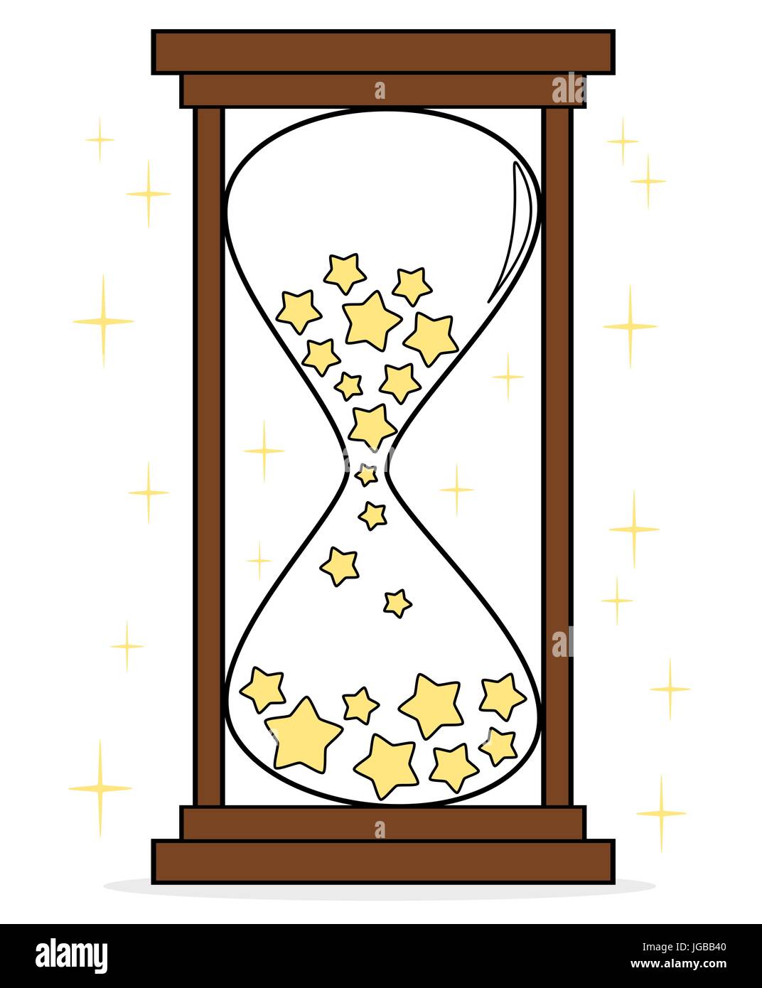 cute cartoon hourglass with stars concept vector illustration Stock ...