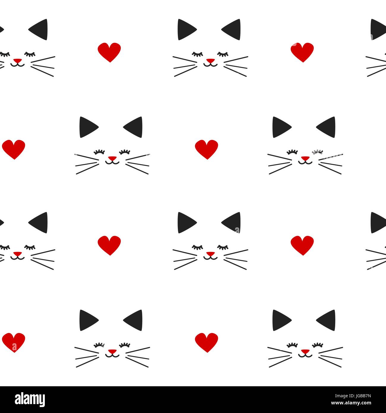 cute lovely black white red seamless vector pattern background ...