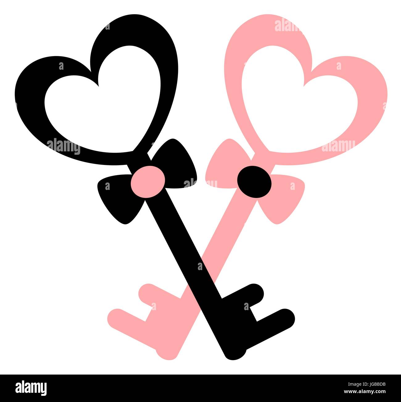 cute lovely black white pink key with heart romantic vector ...