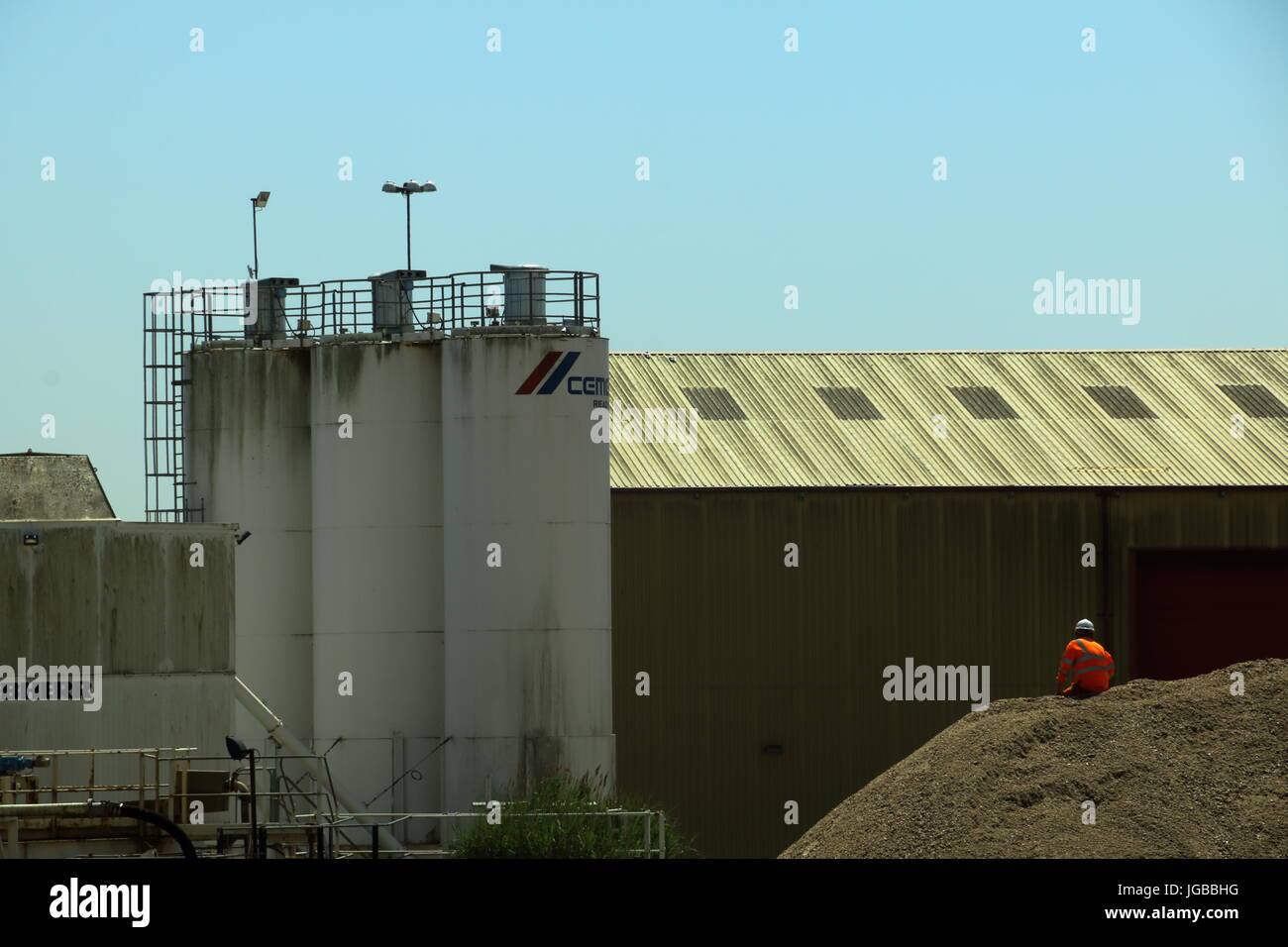 Workman taking a break,Poole,Dorset,UK Stock Photo - Alamy