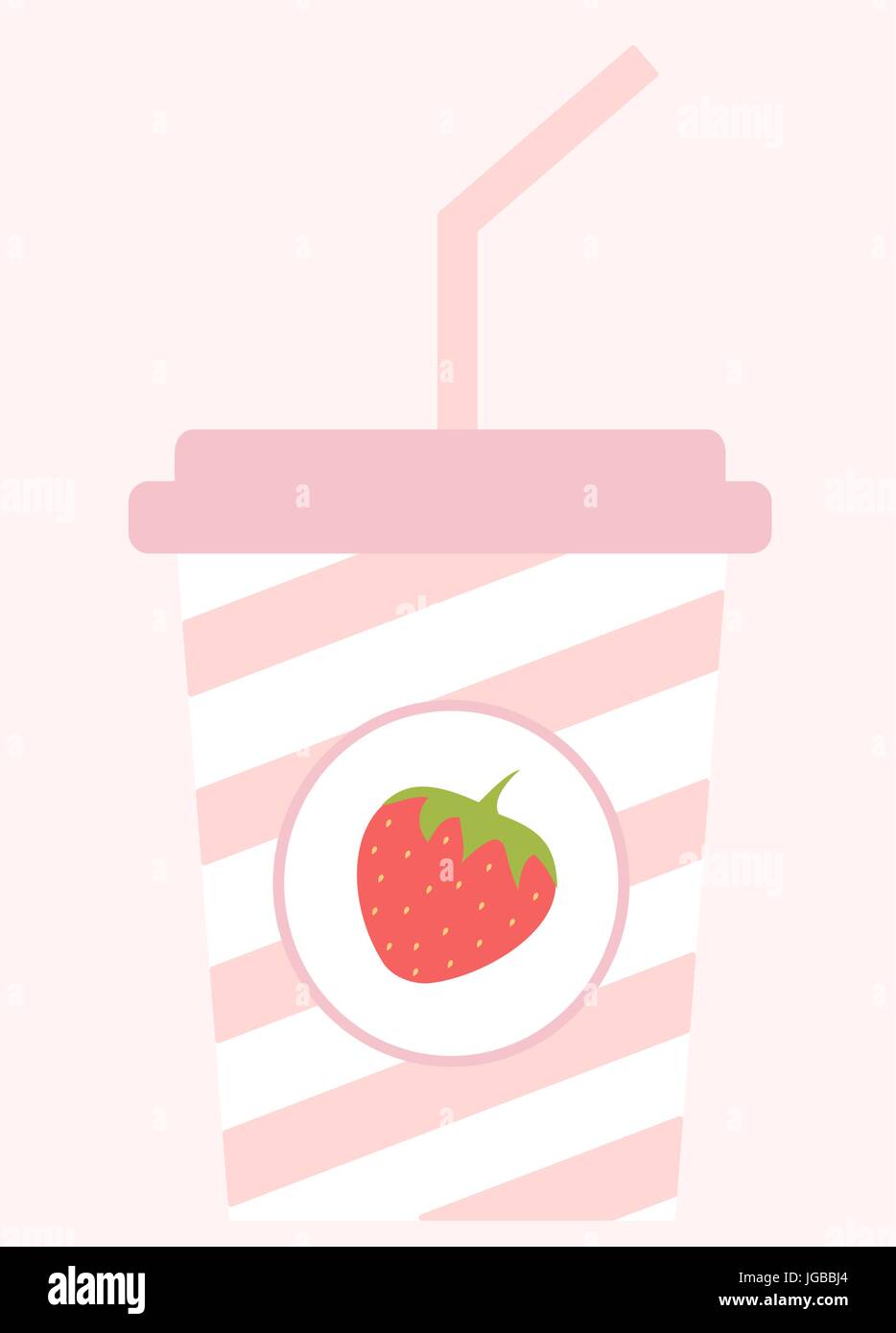 cute white paper cup with pink stripes vector illustration Stock Vector ...