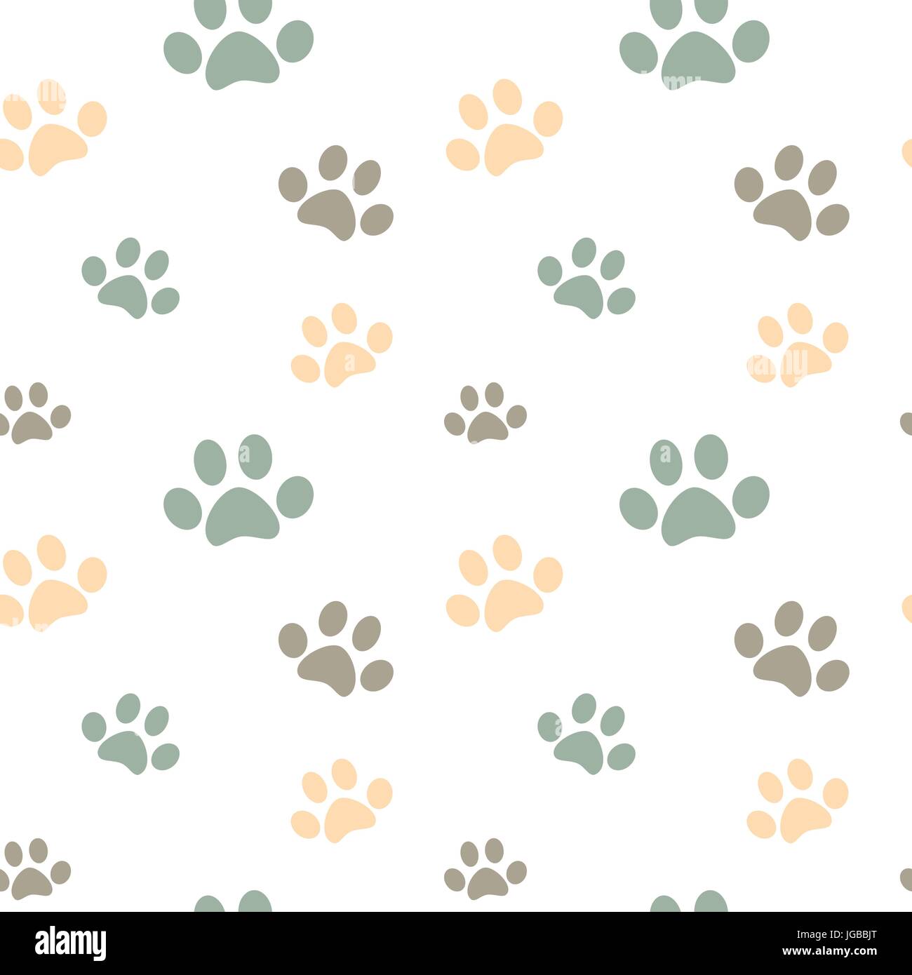 cute pastel colored paw seamless vector pattern background illustration ...
