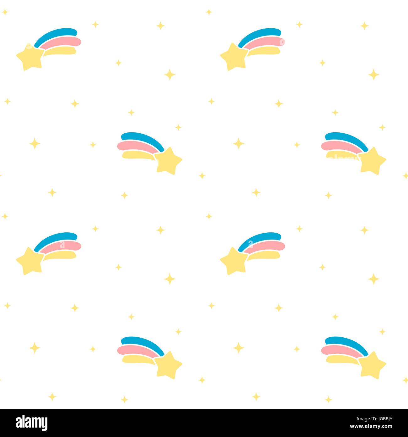 cute cartoon rainbow comets seamless vector pattern background ...